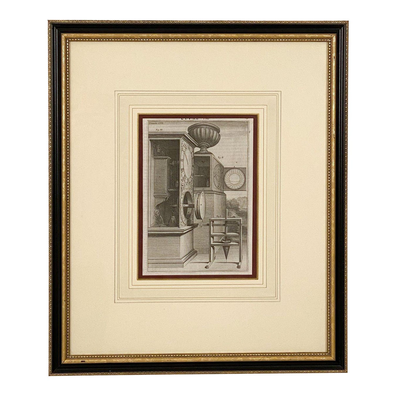 "Clock" Engraving, 18th Century France | Chairish