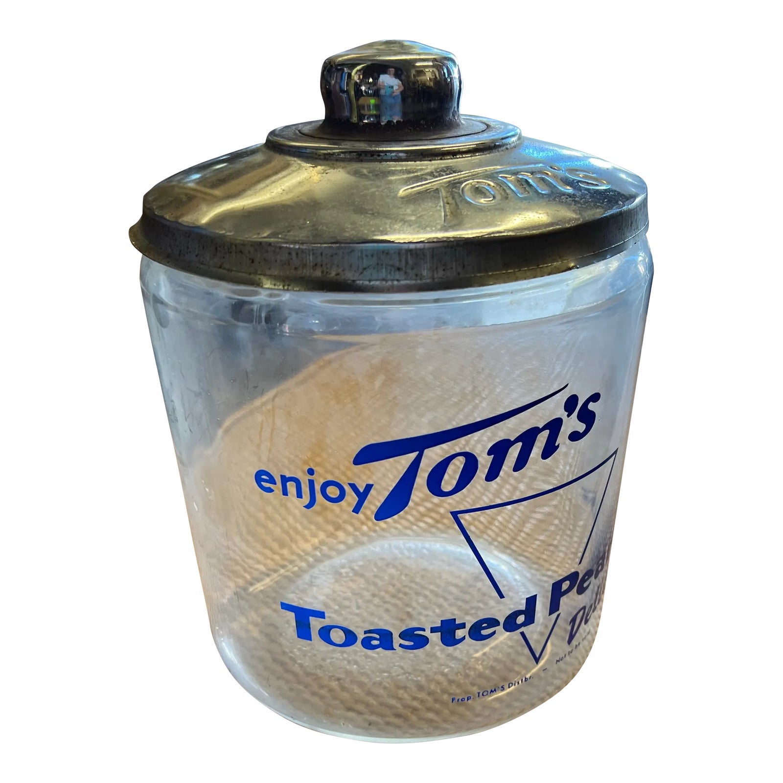 Vintage Mid Century Tom's Roasted Peanut Glass Jar With Metal Top ...