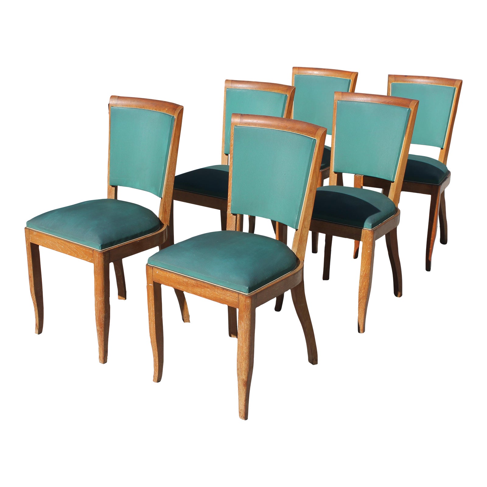 C1940's French Art Deco Low Back Walnut Dining Chairs Style Leleu Set ...