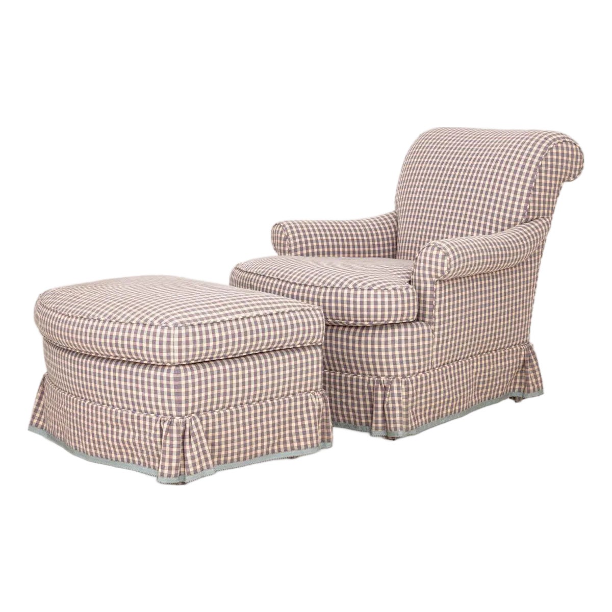 Edward Ferrell Ltd. Upholstered Chair & Ottoman | Chairish