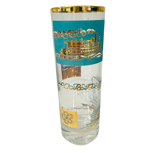 Midcentury 22k Gold Tall Glassware- Set of 8 | Chairish