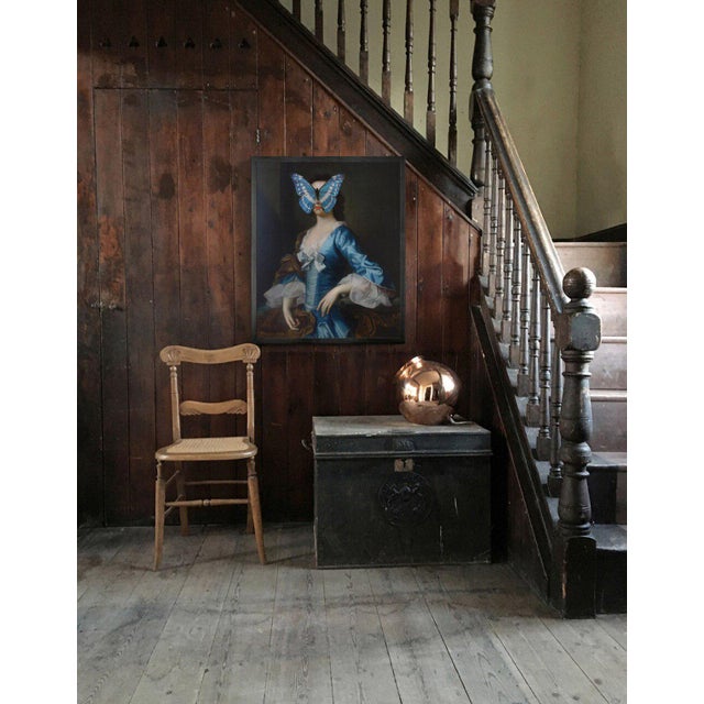 Medium Portrait of Blue and White Butterfly on Lady from Mineheart ...