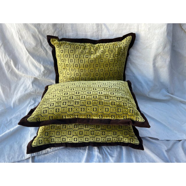 Contemporary Chartreuse/Avocado Green & Brown Decor Pillows- Set of 3 ...