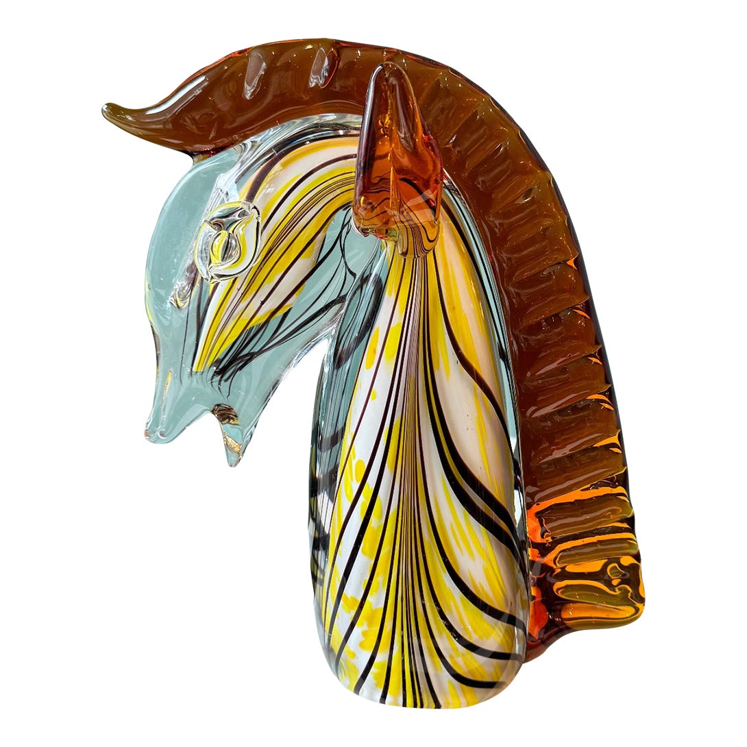 Vintage Glass Zebra Head Sculpture | Chairish