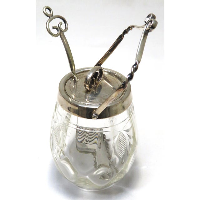 Antique Sheffield Silverplate & Hand Cut Crystal Jam Jar Set | Chairish