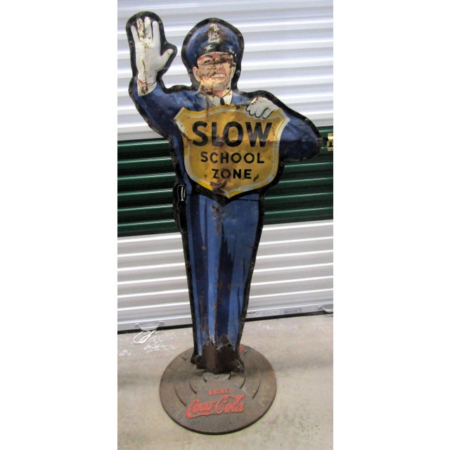 Antique 1950s Coca-Cola Police Crossing Guard Advertising Sign | Chairish