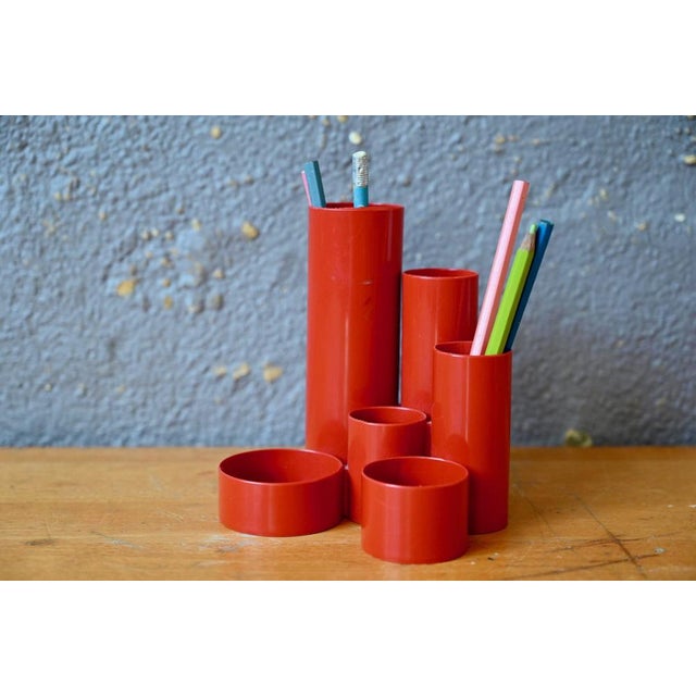 Space Age Orange Pencil Pot, 1970s | Chairish