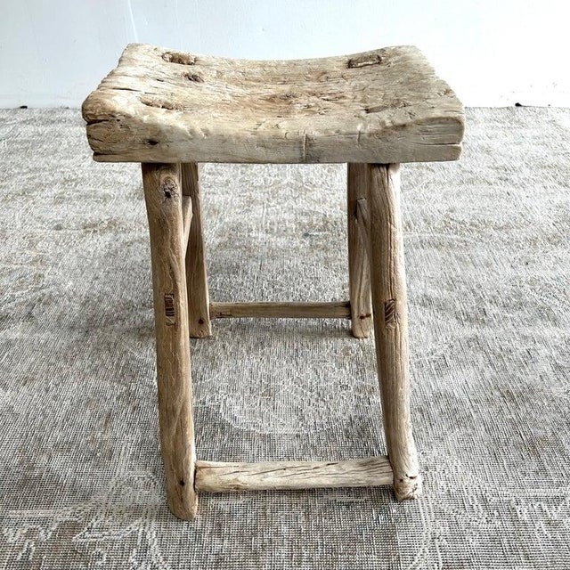 Elm Wood Stool | Chairish