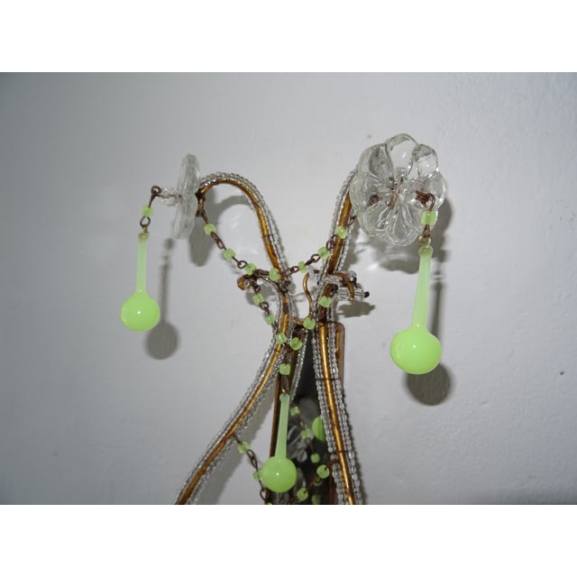 1930 French Yellow Opaline Drops Beaded Murano Mirrors Beaded Swags ...