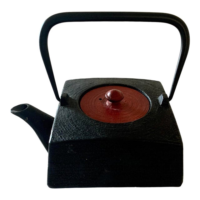 Modernist Square Postmodern Japanese Iron Tea Pot Teapot | Chairish