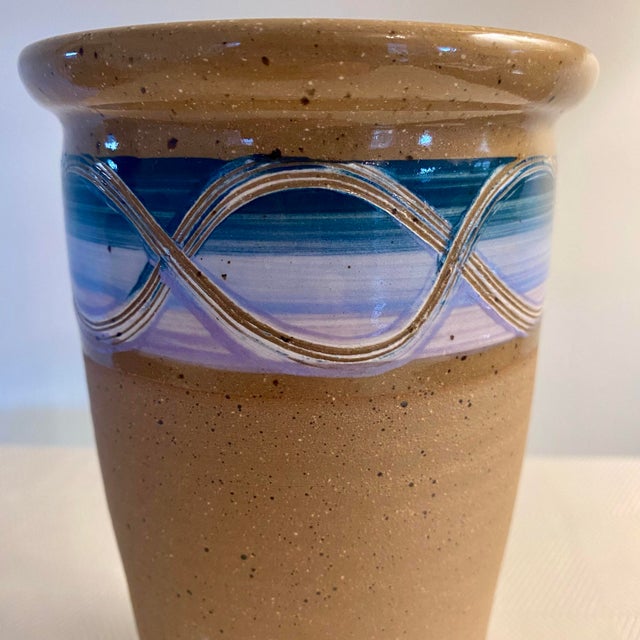 1993 Rustic Wheel Thrown Vase by Raven Pottery Seagroves, North ...