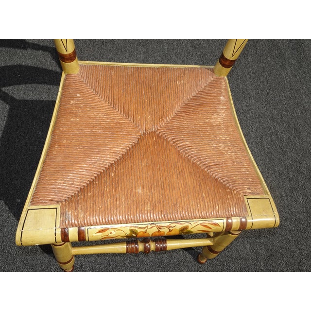 Pair of Two French Country Hand Painted Rush Seat Accent Chairs | Chairish