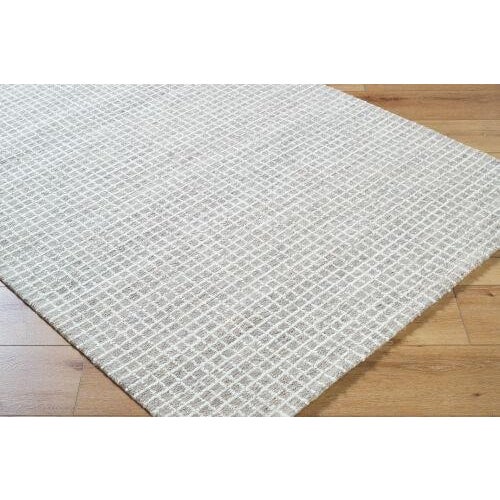 Hand Tufted Textured Grid Gray & White Wool Rug - 5'0 X 7'6 | Chairish