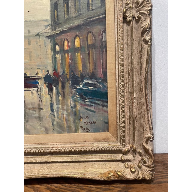 Vintage Oil Painting of Parisian Cityscape on Board by French Artist ...