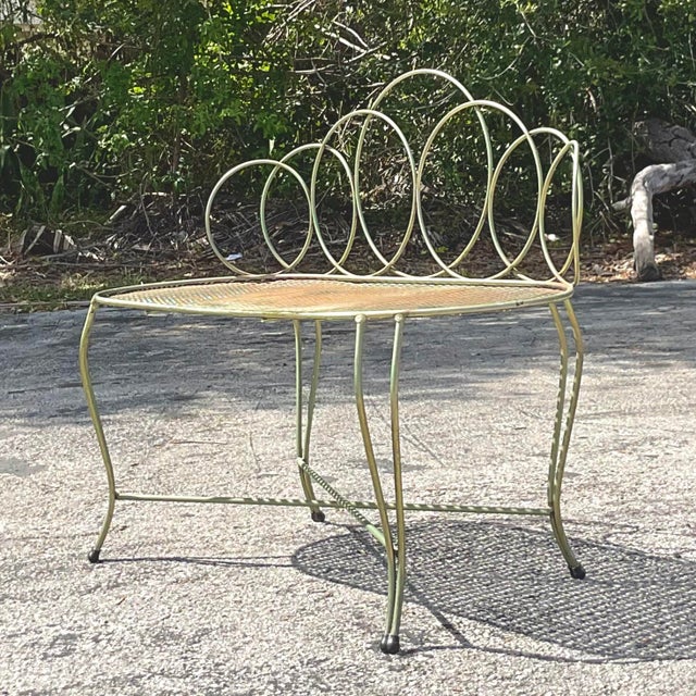 Vintage Boho Wrought Iron Loops Bench | Chairish
