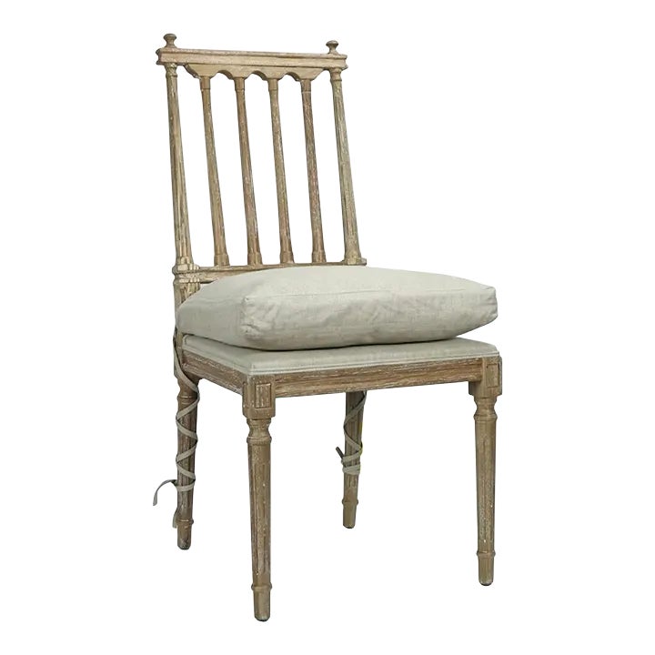 Matthew Izzo Home Barnaby Wrapped Leg Cushion Wood Side Chair | Chairish