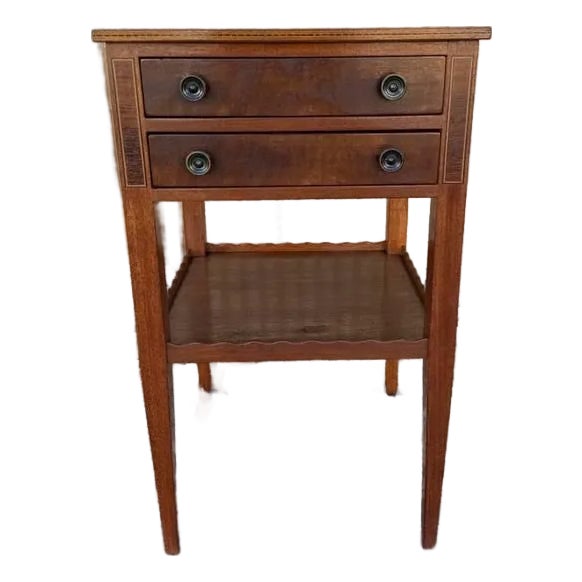 Antique Federal Style Inlaid Mahogany Work Side Table | Chairish