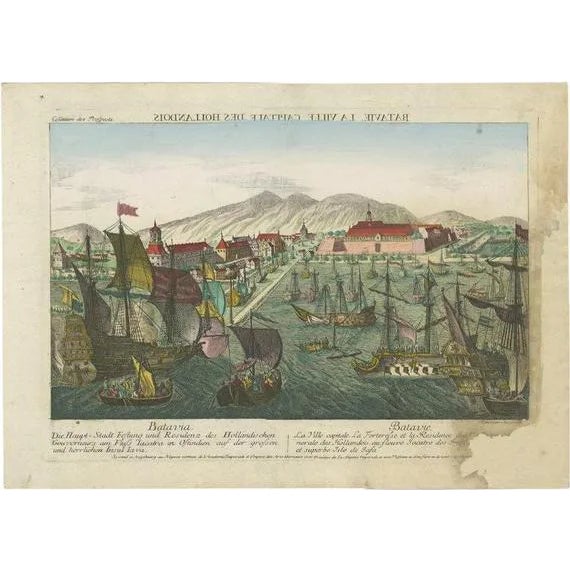Georg Balthasar Probst, The Harbour of Batavia, 1760, Print | Chairish