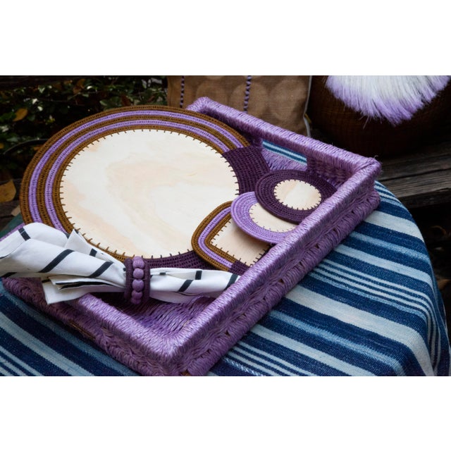 Rectangular Sisal Tray Lilac | Chairish