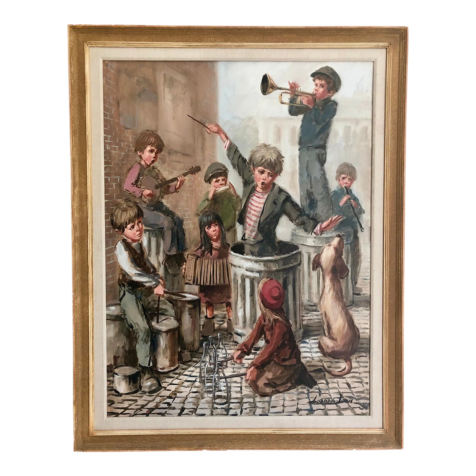 Original Barry Leighton-James Large Children Oil on Canvas Band of ...