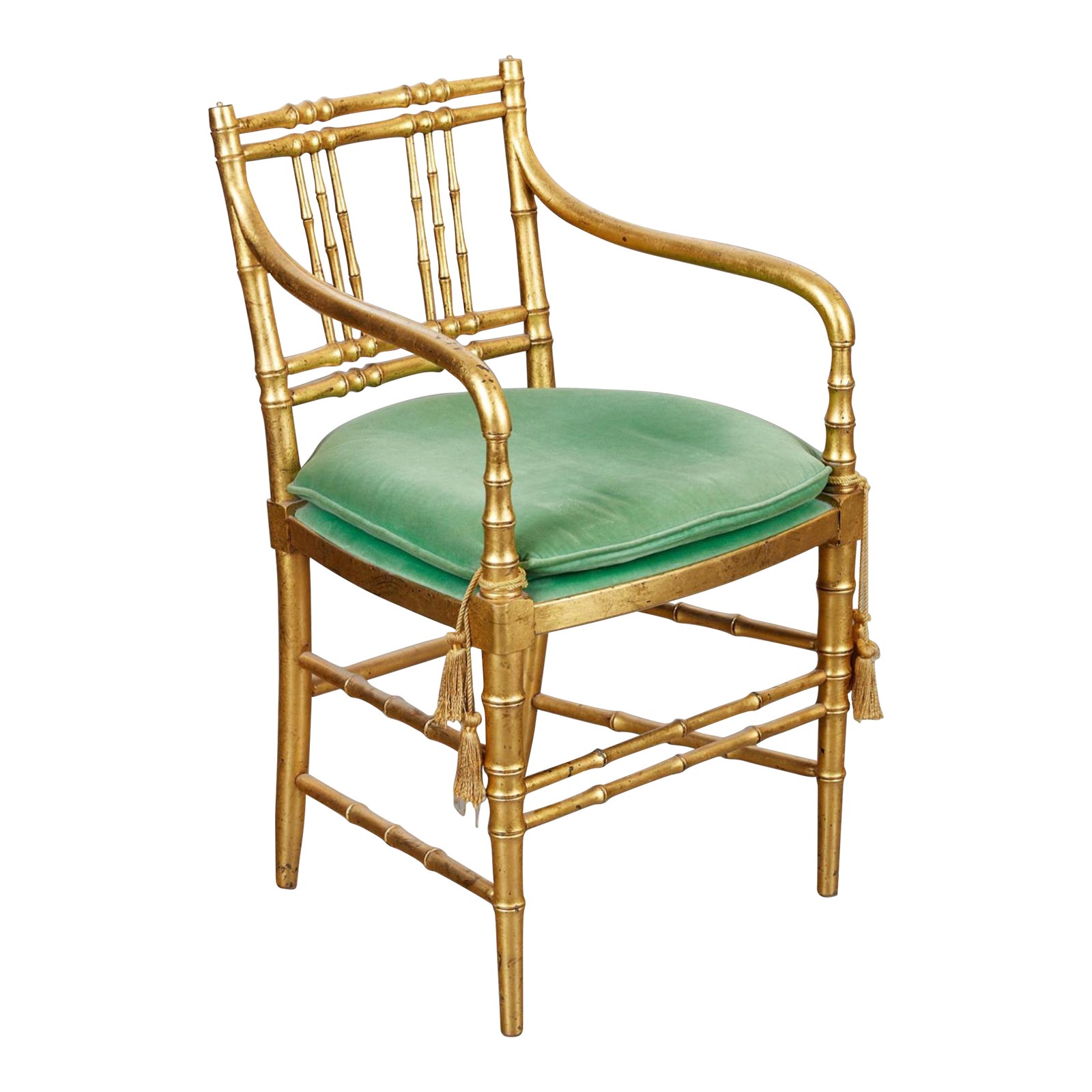 Kittinger Regency Style Giltwood Faux Bamboo Arm Chair | Chairish