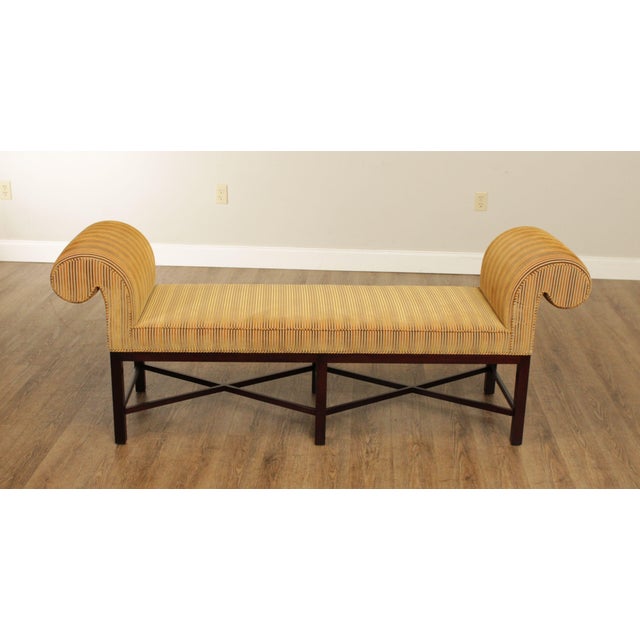 Baker Chippendale Custom Upholstered Long Window Bench (B) | Chairish