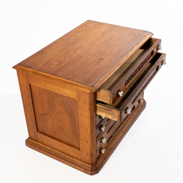 Antique Clark's 6 Drawer Walnut Spool Cabinet | Chairish