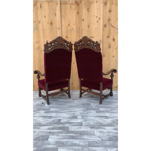 1920s Antique French Regency Style Ornate Caved Walnut Throne Chairs ...