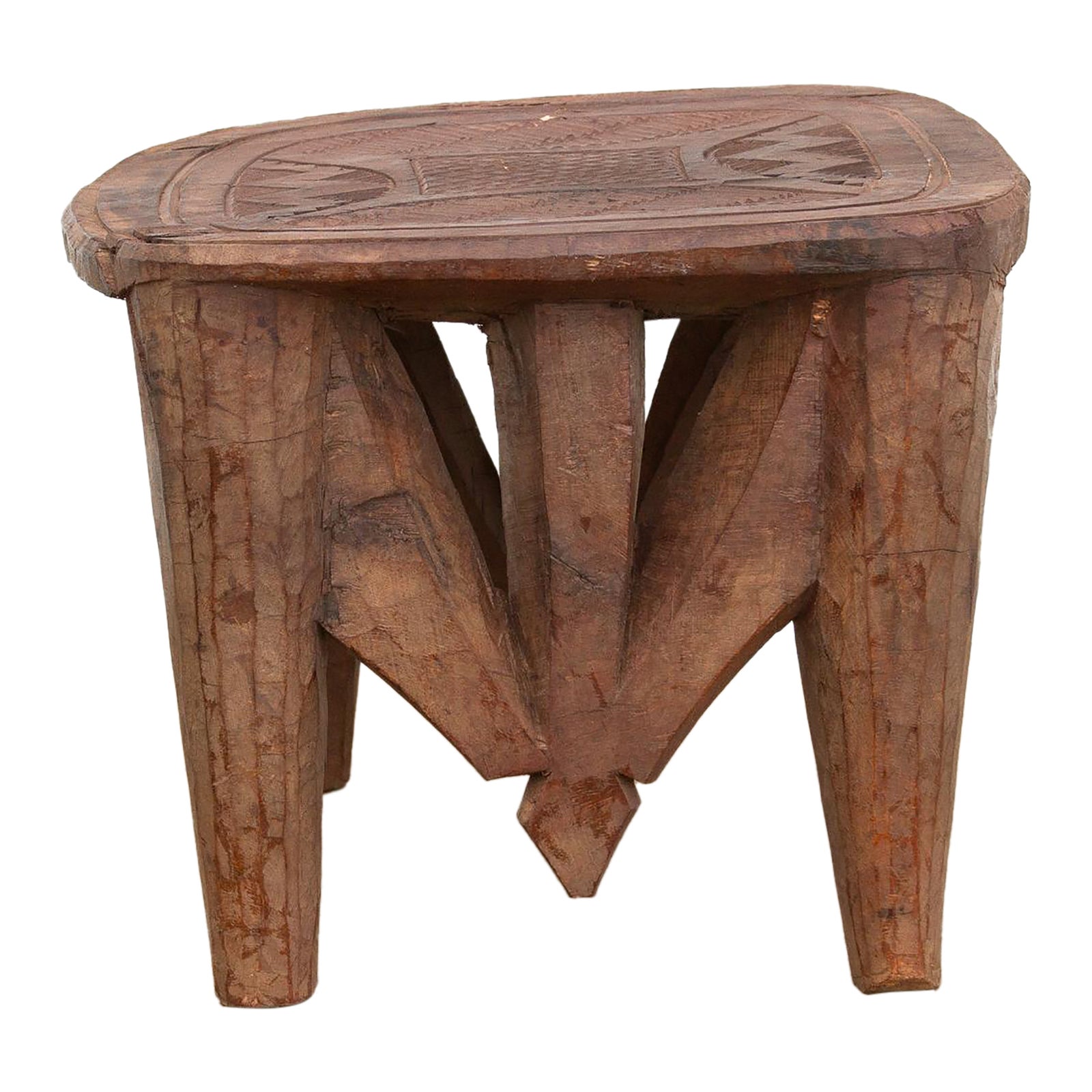 Sunburst Design African Nupe Stool | Chairish