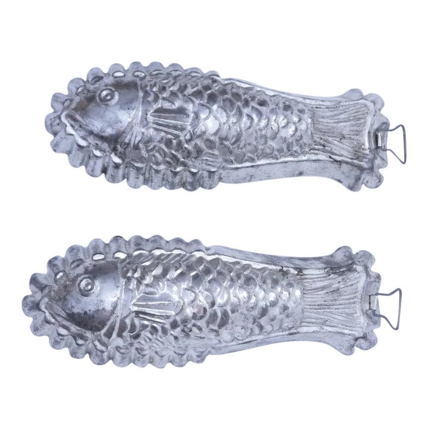 1960s Tinned Steel Fish Molds - a Pair | Chairish