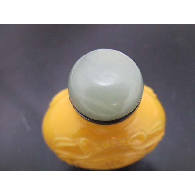 Chinese Imperial Yellow Peking Glass Snuff Bottle With Carved Longevity ...