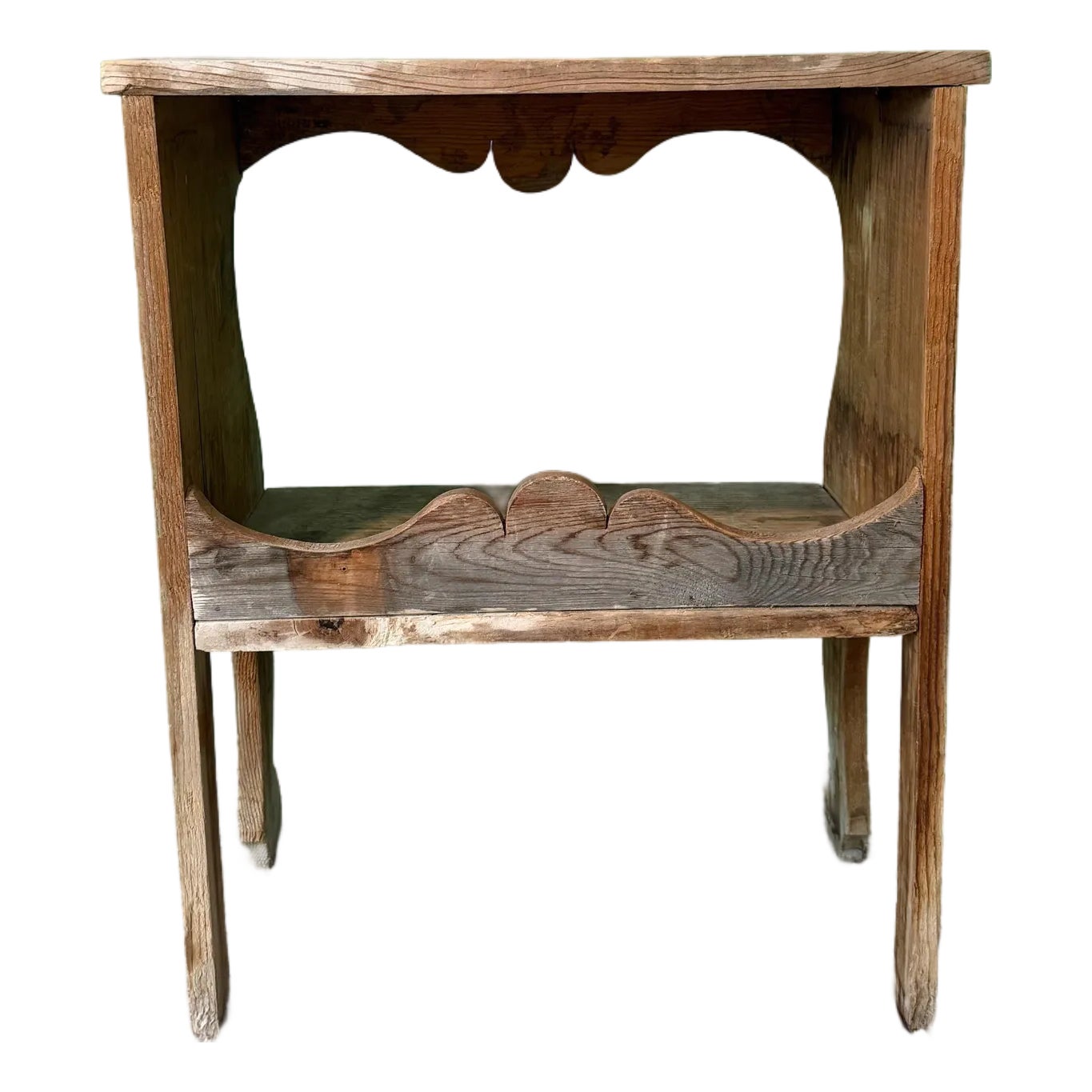 Vintage Primitive Rustic Wash Stand Side Table | Chairish