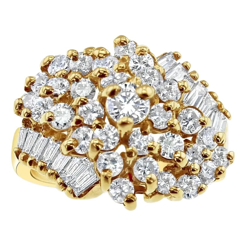 Large Diamond Cluster Engagement Ring 2.50cttw, Size 8 | Chairish