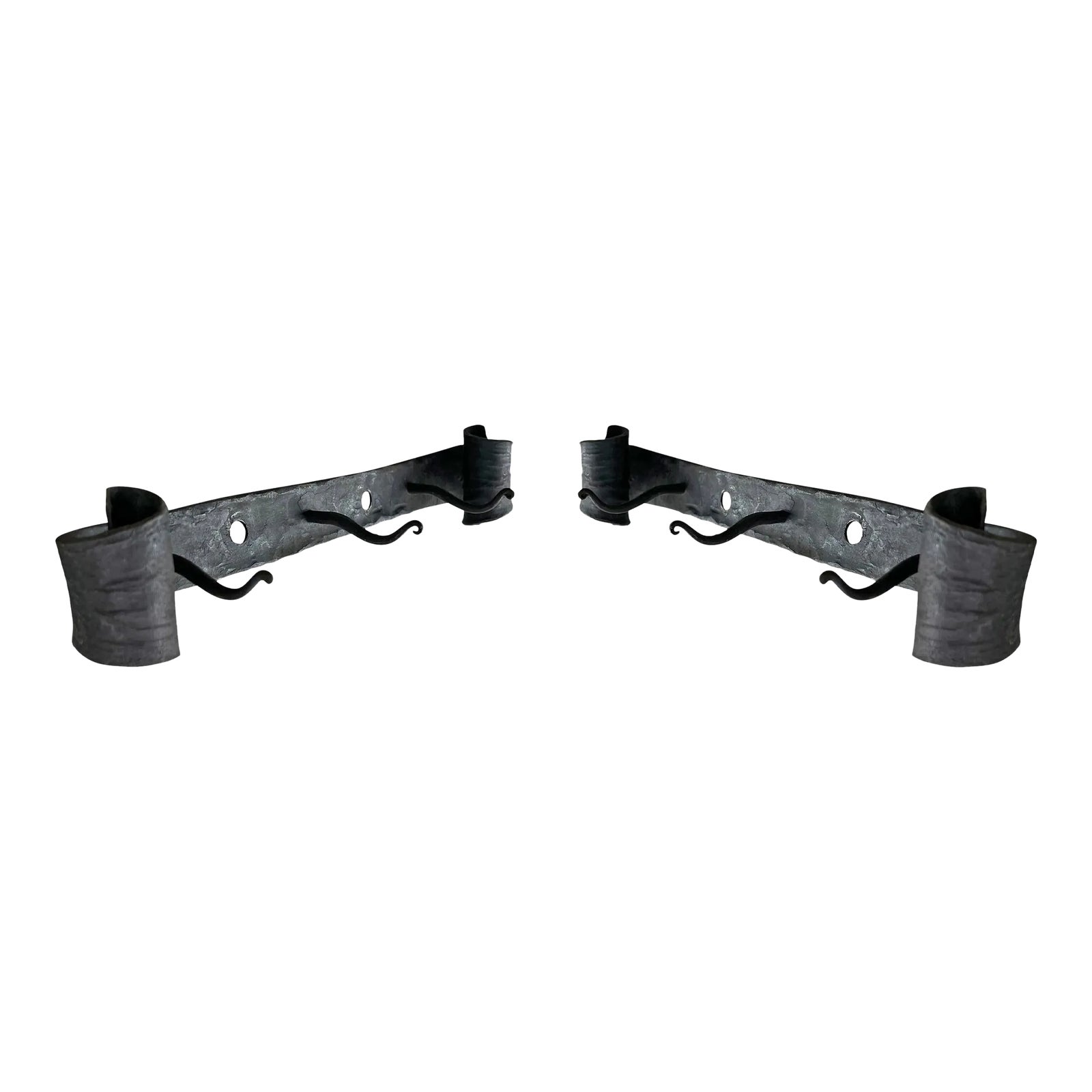 Pair of Early 20th Century Hand-Wrought Iron Wall Hooks | Chairish