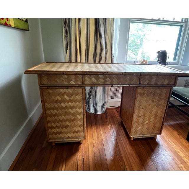 1960s British Colonial Chinoiserie Style Faux Bamboo and Woven Reed ...