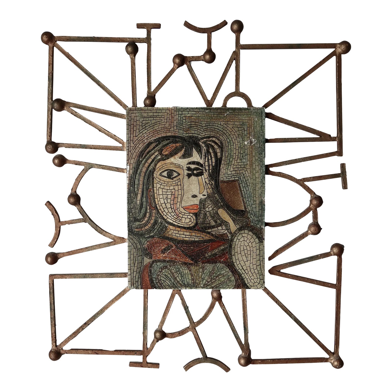 Brutalist Picasso Mosaic Style Wall Art | Chairish