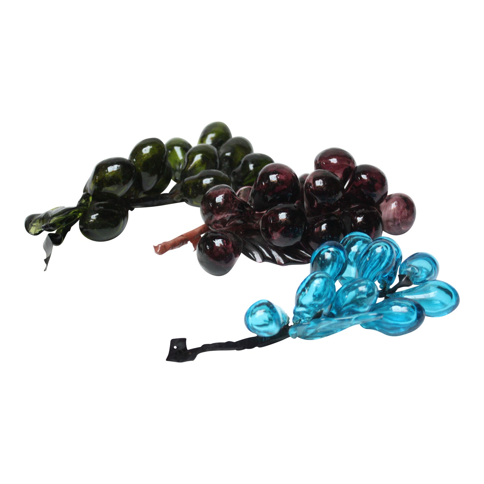 Set of Three Vintage Blown-Glass Grape Clusters | Chairish