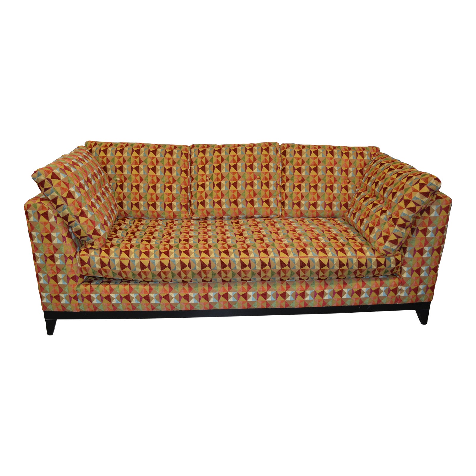 1960s Mid Century Modern Kravet Furniture Retro Orange Red Geometric ...