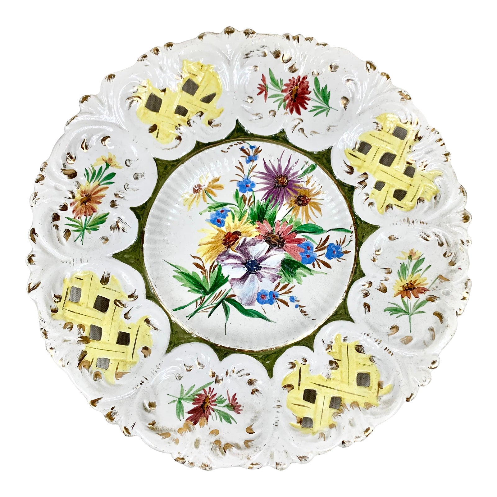 Vintage Italian Floral Decorative Plate | Chairish