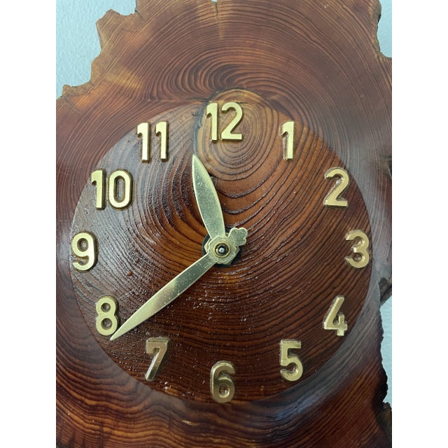 Mid-Century Modern Live Edge Burl Wood Clock | Chairish