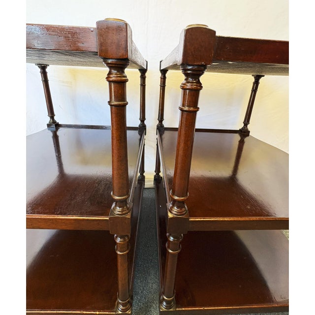 Vintage Regency Style Wood Three Tiered Library Side Tables on Casters ...