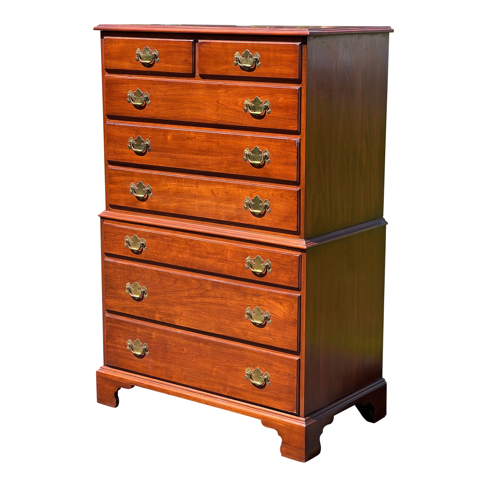 1980s Vintage Solid Black Cherry Chest on Chest by Henkel Harris | Chairish