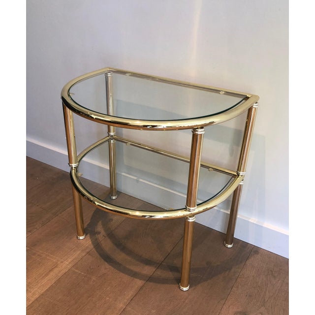 1970s Rounded Brass and Silvered Side Tables - a Pair | Chairish