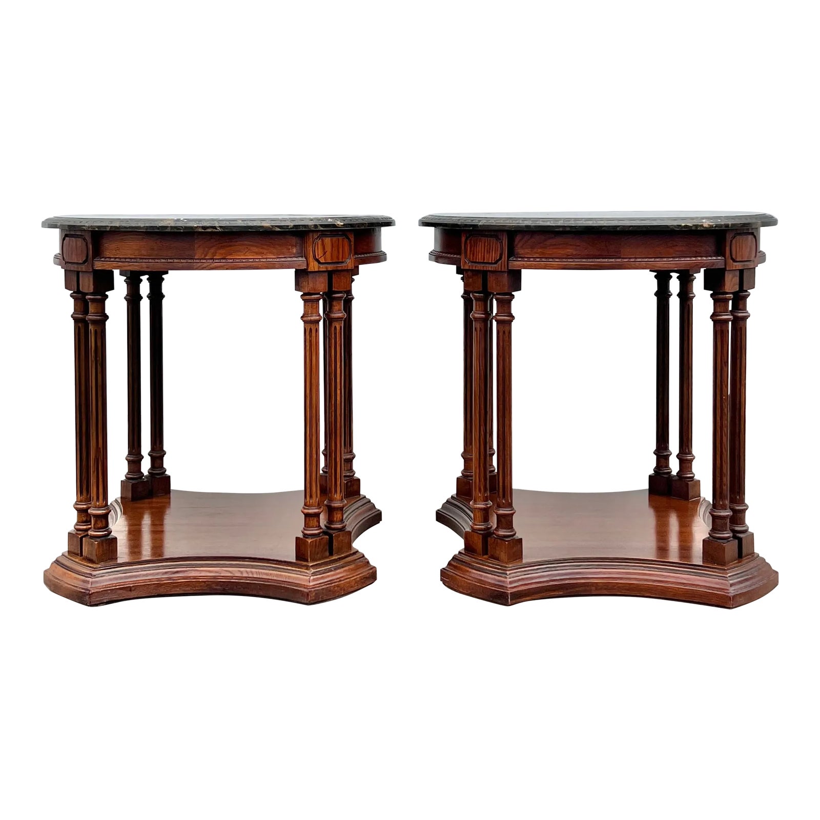 Vintage Marble Top Regency Style Side Tables - a Pair | Chairish