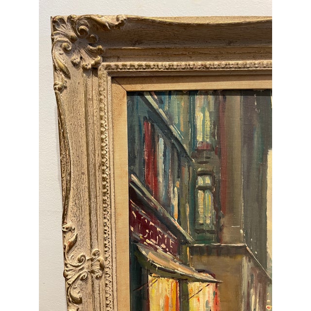 Vintage Oil Painting of Parisian Cityscape on Board by French Artist ...