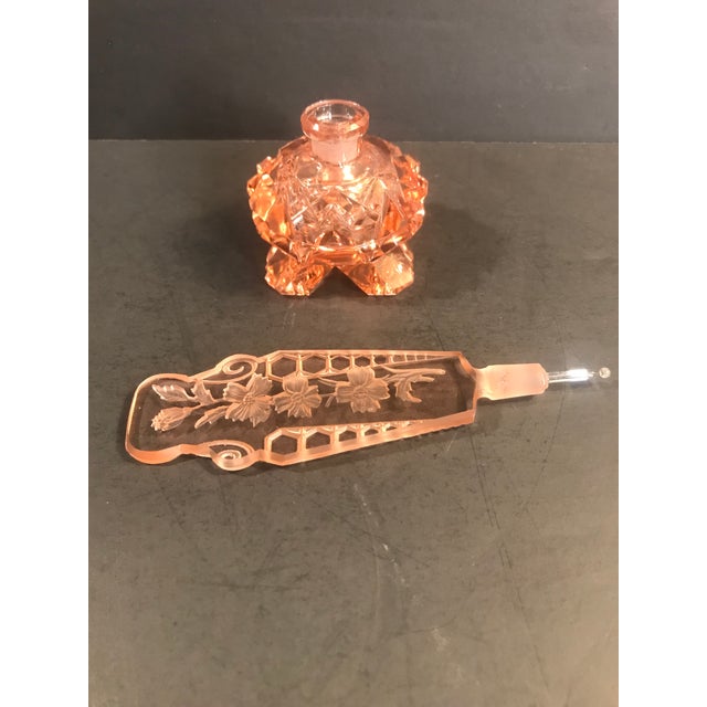 Art Deco Perfume Bottle, Pink Color Cut Glass. Czechoslovakia, Circa ...