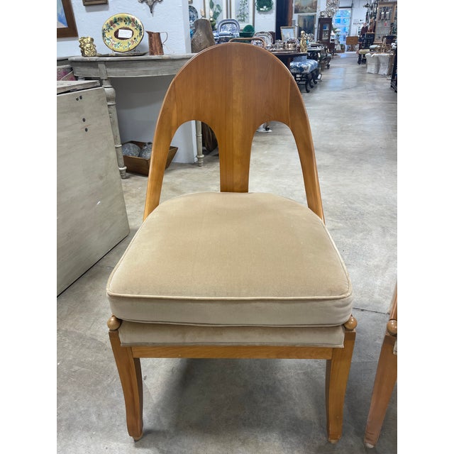 Pair, American Mid Century Walnut Spoon Back Chairs With Fine Designer ...