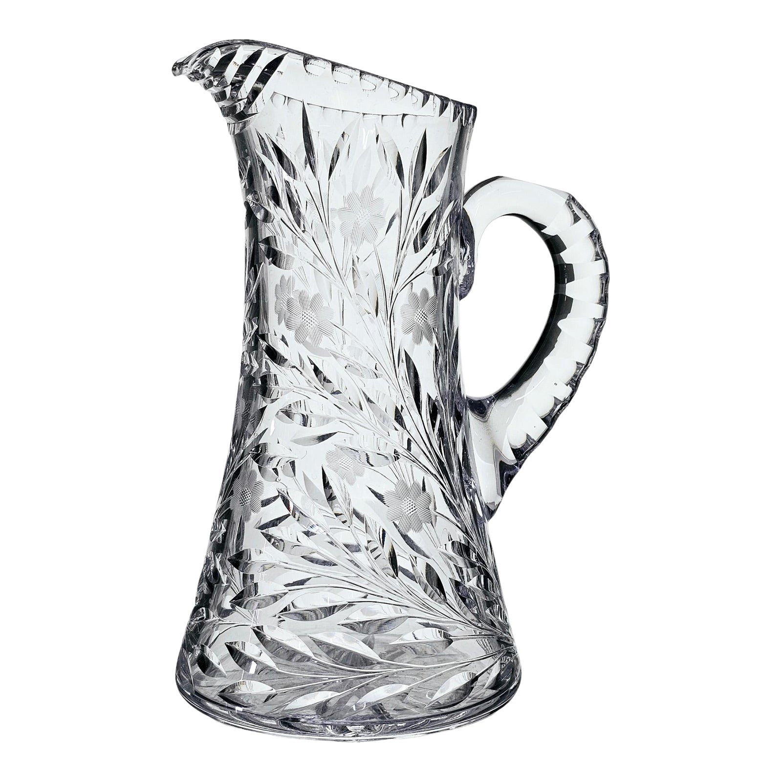 American Brilliant Period Cut Glass Crystal Water Pitcher | Chairish