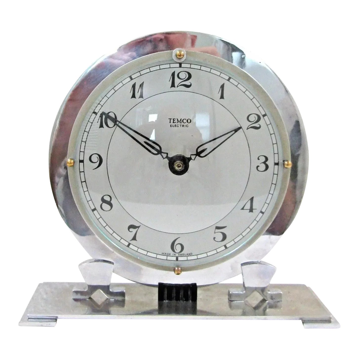 Art Deco Temco English Made Chrome Table Clock, Circa 1930's | Chairish