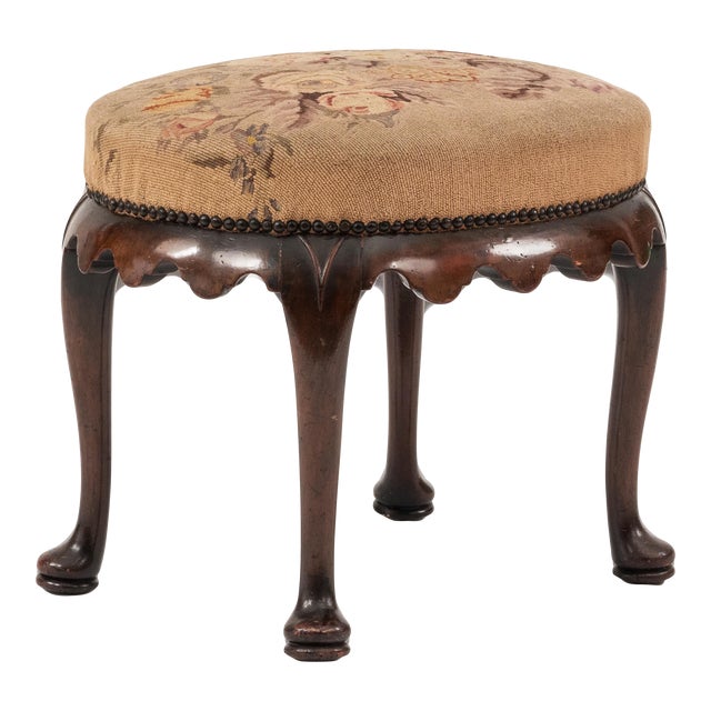 English Queen Anne Needlepoint Bench | Chairish